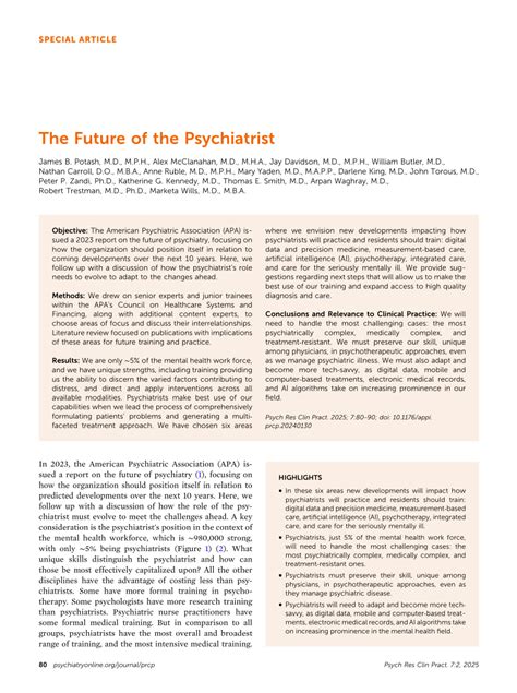 Pdf The Future Of The Psychiatrist