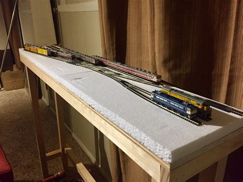 Used My Days Off To Start My N Scale Shelf Layout Already Cant Wait To Expand It Modeltrains