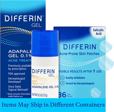 Differin Acne Treatment Gel And Differin Patch Set 36 Power Patches 18 Large And