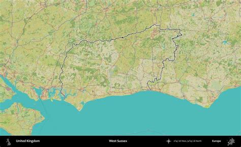 West Sussex Outlined United Kingdom Openstreetmap Humanitarian Stock