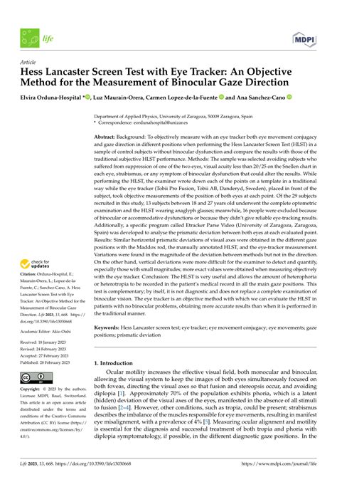 Pdf Hess Lancaster Screen Test With Eye Tracker An Objective Method For The Measurement Of