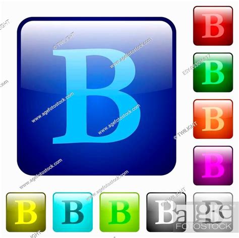 Bold Font Type Icons In Rounded Square Color Glossy Button Set Stock Vector Vector And Low