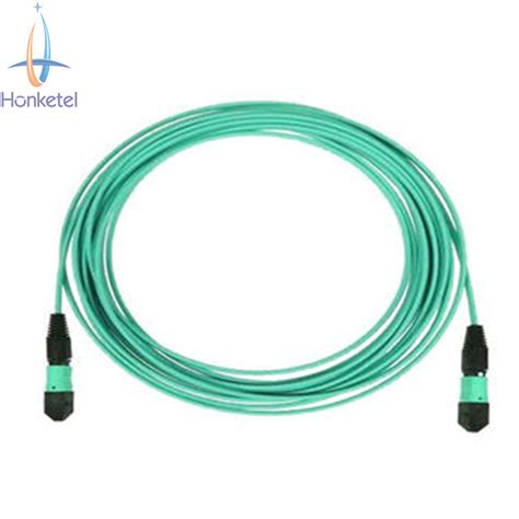 Mtp 24 Core Fiber Optic Patch Cord Mpo Trunk Cable Om3 Om4 Aqua Color Mpo Mtp Female Patchcord