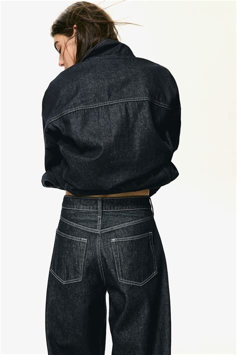 레귤러 웨이스트 수퍼 배럴 진 다크 데님 블루 여성 Handm Kr 레귤러 웨이스트 수퍼 배럴 진 다크 데님 블루 여성 Handm Kr