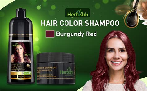 Herbishh Hair Color Shampoo For Grey Hair 500ml Argan Hair Mask For