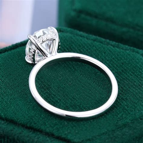 Oval Cut Moissanite Hidden Halo Solitaire Engagement Ring Mollyjewelryus
