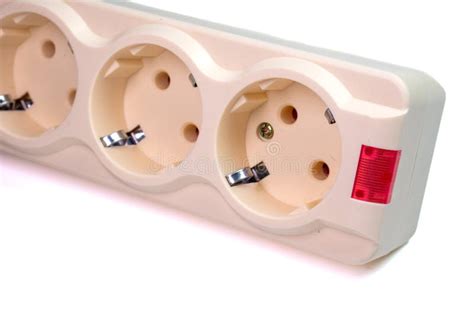 Three Socket Power Strip With Red Indicator Stock Image Image Of