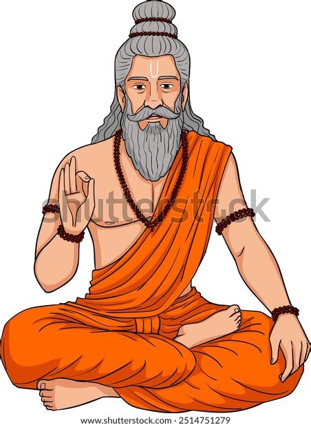 Rishi Muni Vector Rishi Sitting Front Stock Vector Royalty Free