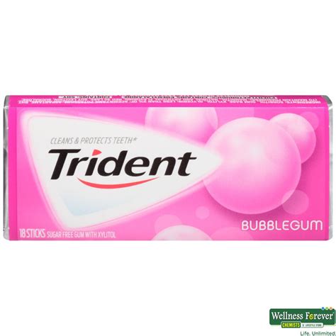 Buy Trident Sugar Free Chewing Gum Bubblegum 18 Pieces Online At Best