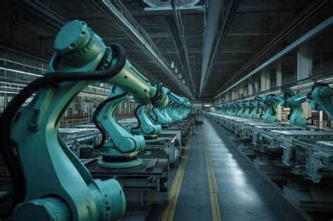 Premium Ai Image Automated Robot Arm Assembly Line Producing High