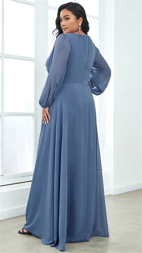 Stylish Plus Size Chiffon Formal Evening Dresses With Long Lantern