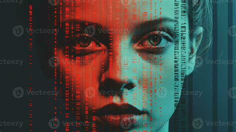 A Womans Face With Binary Code On It Generative Ai Stock Photo At Vecteezy