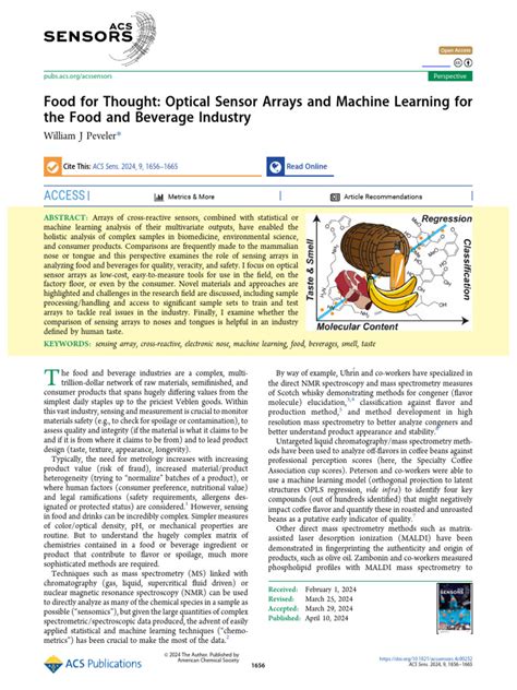 Optical Sensor Arrays And Machine Learning For The Food And Beverage
