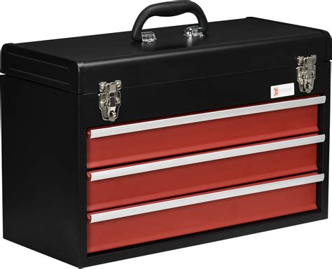 Durhand 20 Portable Metal Tool Box With Metal Latch Closure 3 Drawer