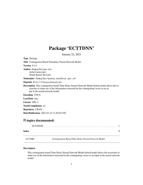 Pdf Package Ecttdnn Cointegration Based Timedelay Neural Network Model