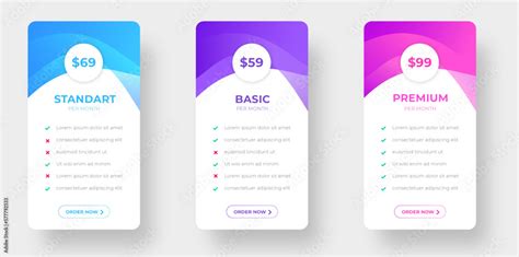 Pricing Plans Table And Pricing Chart Price List For Web Or App Ui Ux Pricing Design Tables