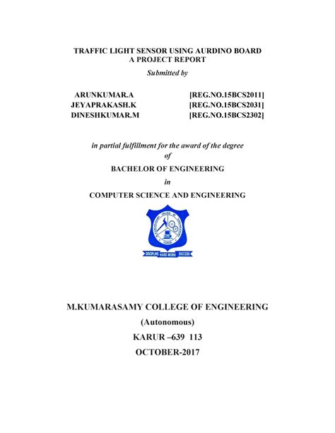 Traffic Light Sensor Using Aurdino Board Traffic Light Sensor Using Aurdino Board A Project