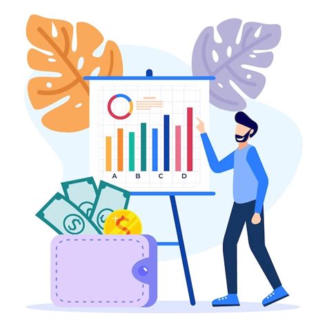 주식 시장의 일러스트 벡터 그래픽 만화 캐릭터 프리미엄 벡터