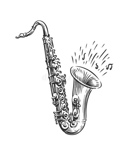 Instrumentos Musicales Saxofónicos Dibujados A Mano Aislados En Fondo