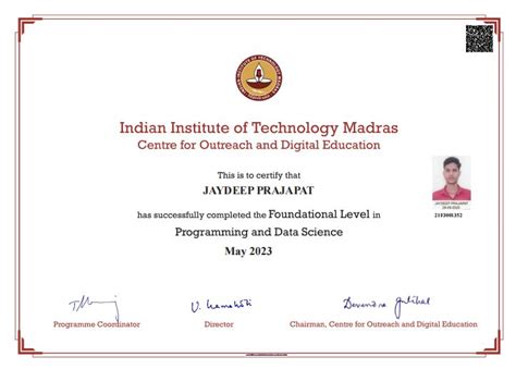 Finished Programming And Data Science Course At Iitm Jaydeep Prajapat