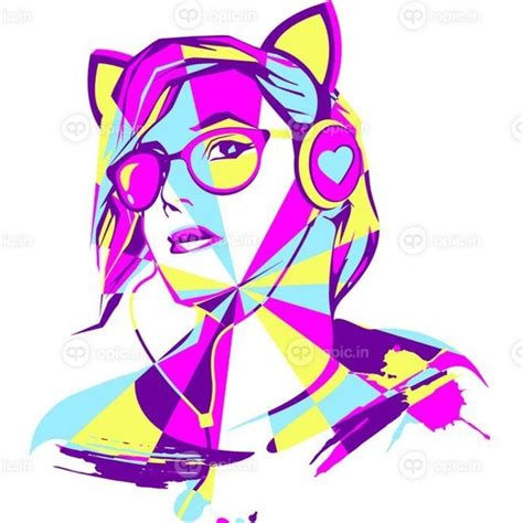 خرید و قیمت وکتور پرتره یک دختر با هدفون در حال گوش دادن به موسیقی در یک اوپیک ترب