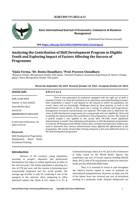 Pdf Analysing The Contribution Of Skill Development Program In