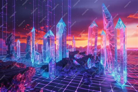 Premium Photo A Digital Grid Landscape With Abstract Tech Crysta Generative Ai