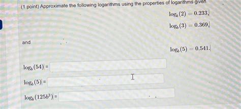 Solved 1 Point Approximate The Following Logarithms Using