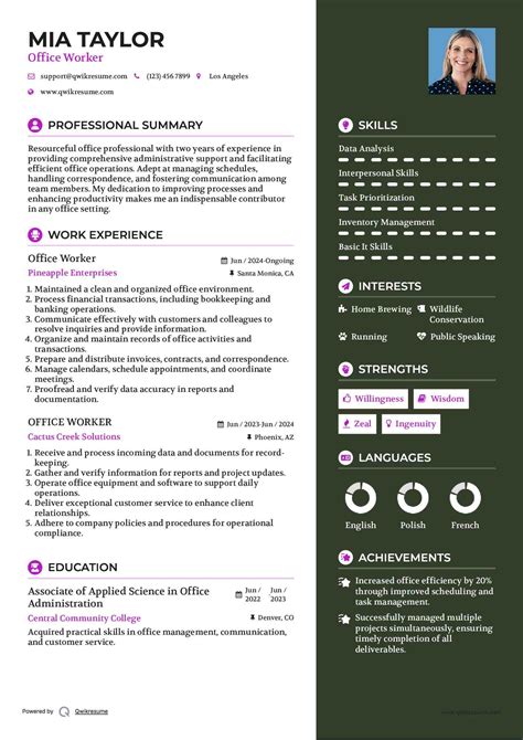 10 Office Worker Resume Samples And Templates For 2026