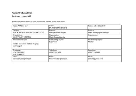 List Of Referees Sample Pdf
