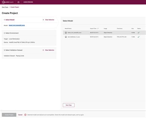 openvino workbench model and dataset incompatible intel community