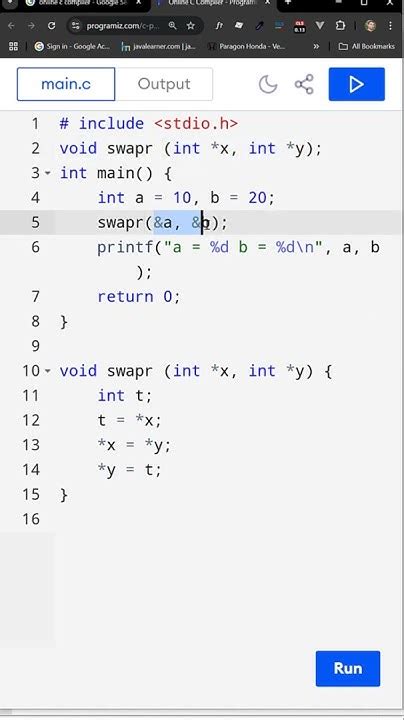 Call By Reference Passing Variable Address Location As Arguments To