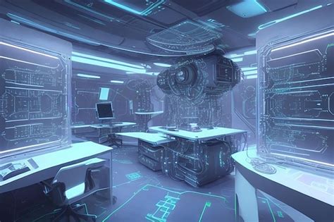 Premium AI Image Futuristic Quantum Quantum Computing Lab
