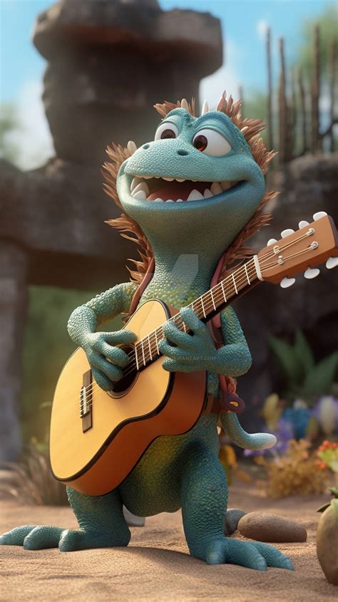 A Hairy Lizard Singing And Playing Guitar By Maewoustudio On Deviantart