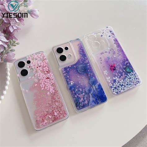 เคสโทรศัพท์มือถือแบบนิ่ม ใส มีทรายไหล แต่งกลิตเตอร์ ลายผีเสื้อ ดอกแดน