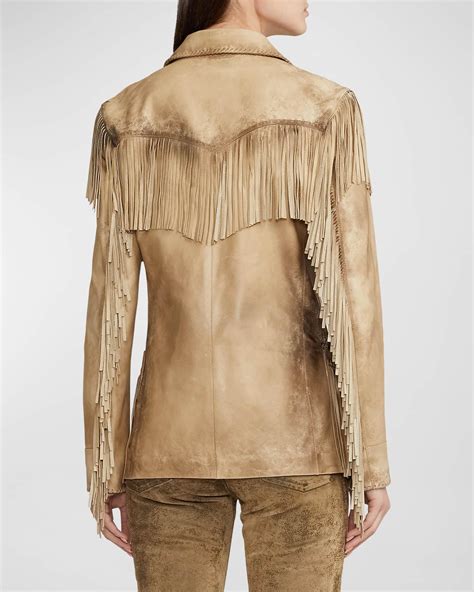 Ralph Lauren Collection Bryleigh Fringe Leather Western Jacket Neiman