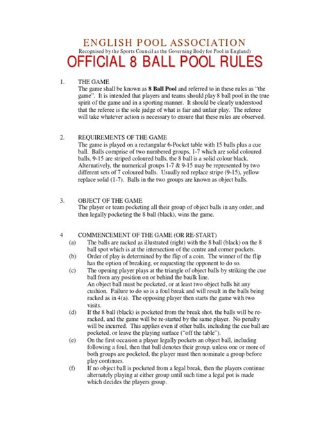 Rules Pdf Pool Cue Sports Sports Rules And Regulations