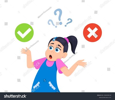 Little Doubt Girl Between Right Wrong Stock Vector Royalty Free