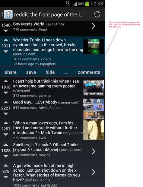 Android Open A Context Menu Under An Item In A Listview Stack