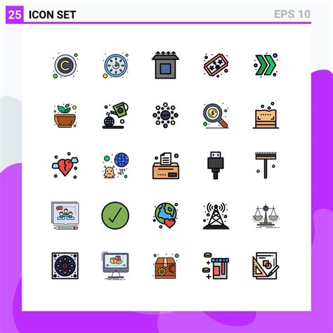 25 Creative Icons Modern Signs And Symbols Of Right Arrow Box Joystick Game Editable Vector