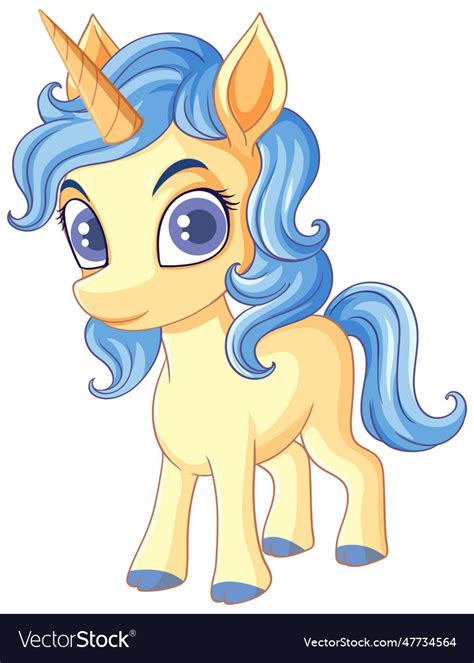 Yellow Unicorn With Blue Mane Royalty Free Vector Image