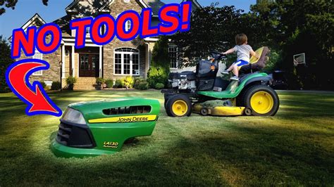 How to Remove John Deere Lawn Mower Hood NO TOOLS - YouTube