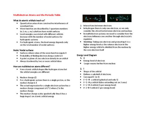 Multielectron Atoms Lecture Notes Multielectron Atoms And The