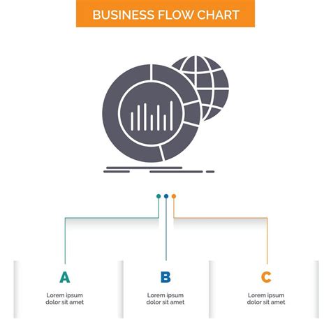 Big Chart Data World Infographic Business Flow Chart Design With 3 Steps Glyph Icon For