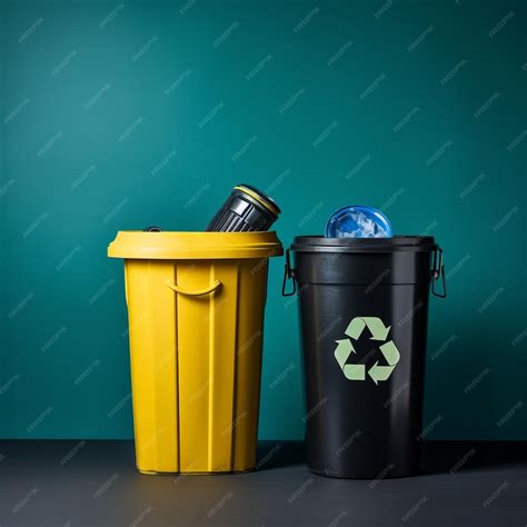 Premium Ai Image The Ecofriendly Duo A Recycling Bin And Trash Can