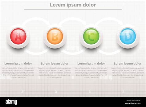 four colorful topics 3d circles in sequence for website presentation