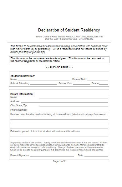 Free 40 Residency Declaration Forms Download How To Create Guide Tips