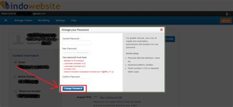 Merubah Password Pada Domain Manager IndoWebsite Knowledgebase