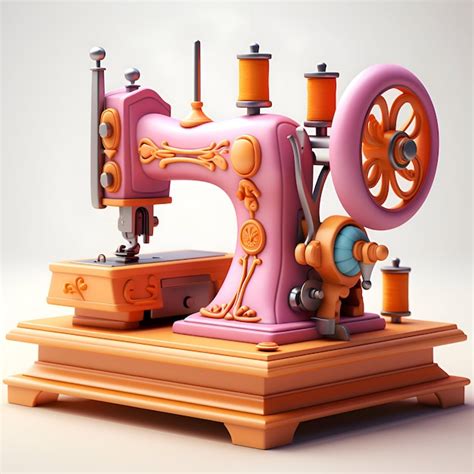 Premium Photo Sewing Machine In Retro Style 3d Render Illustration