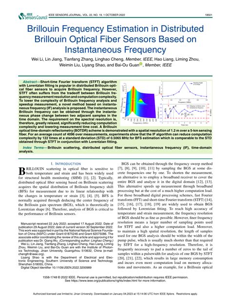 Pdf Brillouin Frequency Estimation In Distributed Brillouin Optical Fiber Sensors Based On